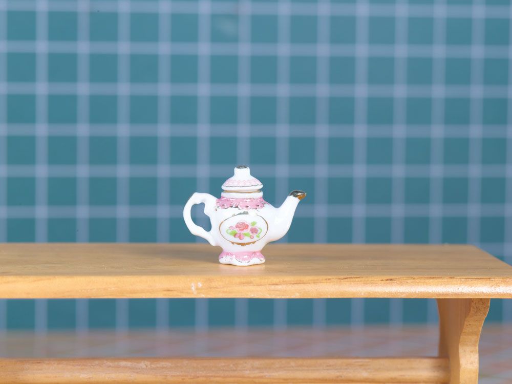 Pretty Pink Ornate Teapot for 12th Scale Dolls House | Hobbies