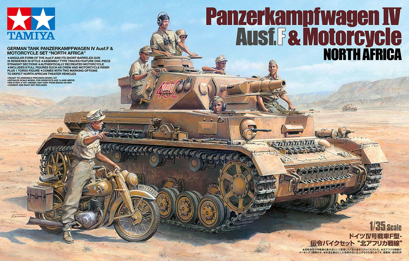 Tamiya 1/35 Scale German Tank Panzerkampfwagen IV Ausf.F & Motorcycle ...