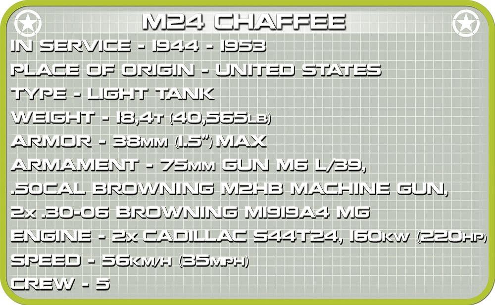 Cobi 1/28 Scale M24 Chaffee Model Kit | Hobbies