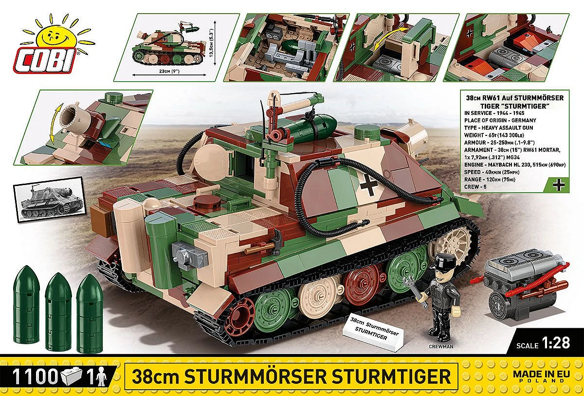 Cobi 1/28 Scale 38 cm Sturmmörser Sturmtiger Model Kit | Hobbies