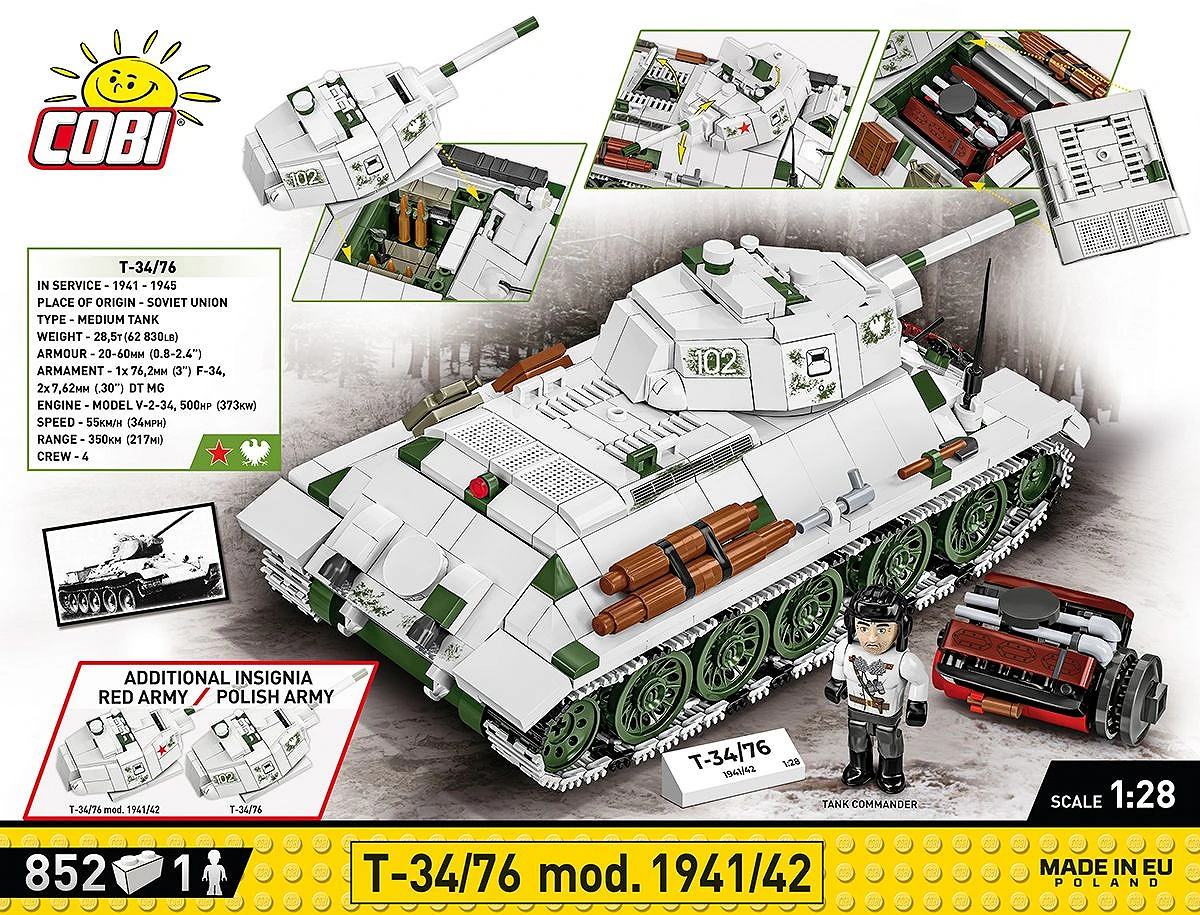 Cobi 1/28 Scale T-34/76 mod. 1941/42 Model Kit | Hobbies