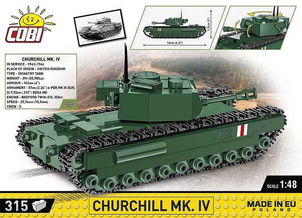 Cobi 1/48 Scale Churchill Mk. IV Model Kit | Hobbies