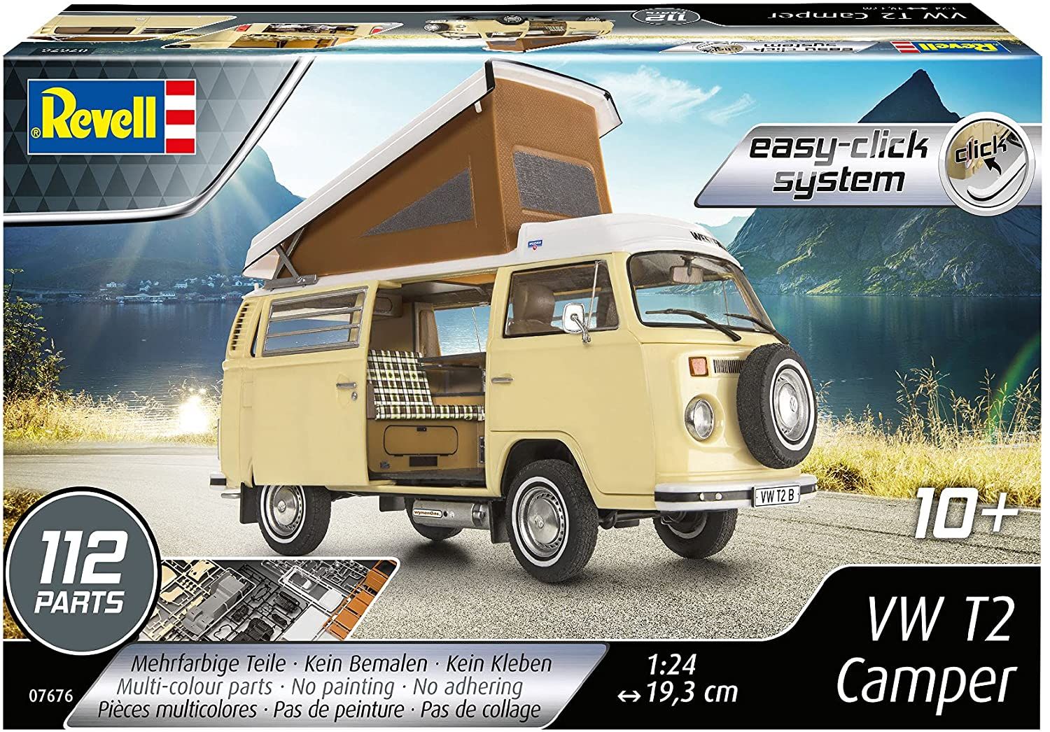 Revell 1/24 Scale Volkswagen T2 Camper Easy-Click Plastic Model Kit ...