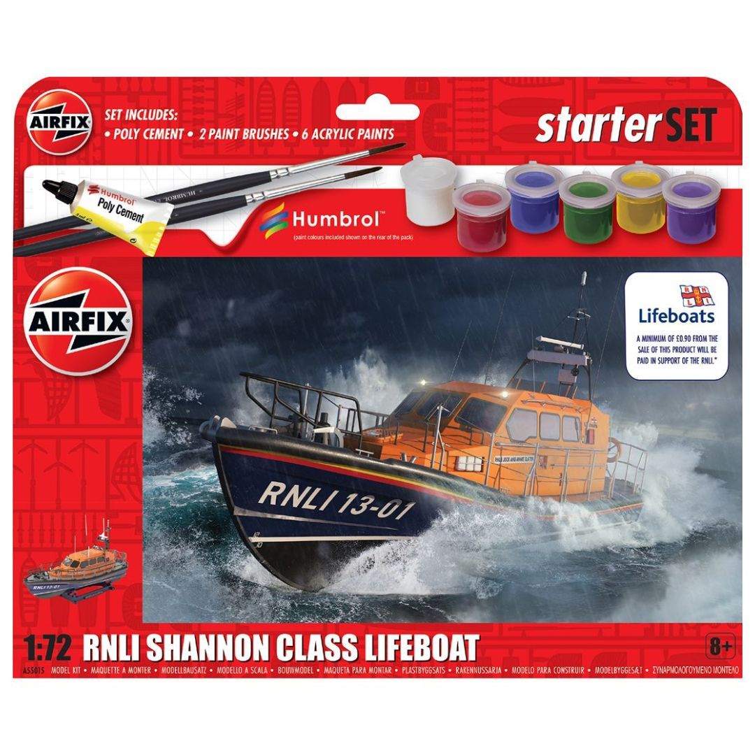 Airfix 1/72 Scale RNLI Shannon Class Lifeboat Starter Set Model Kit ...