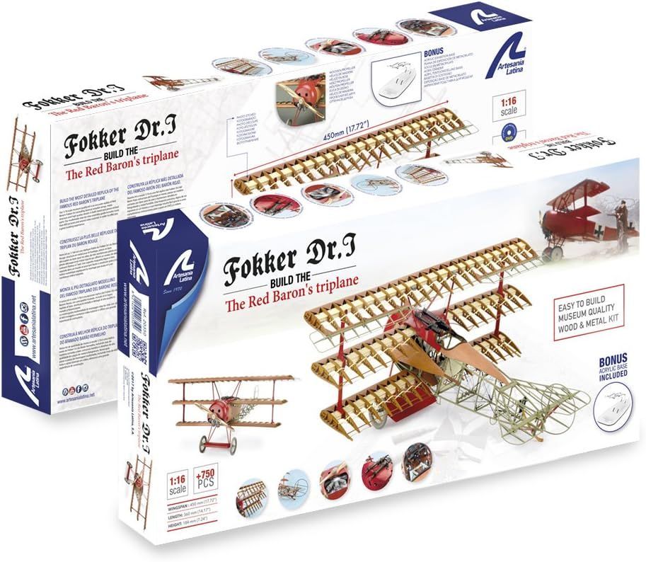 Artesania Latina 1/16 Scale Fokker Dr.1 Red Barron Model Kit | Hobbies