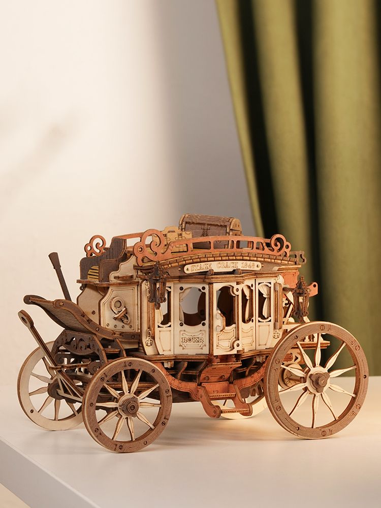 ROKR Stagecoach Music Box Wooden Model Kit | Hobbies