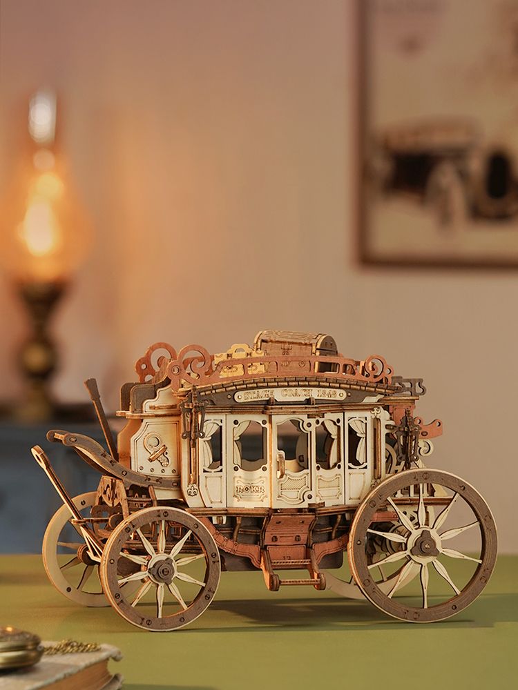 ROKR Stagecoach Music Box Wooden Model Kit | Hobbies
