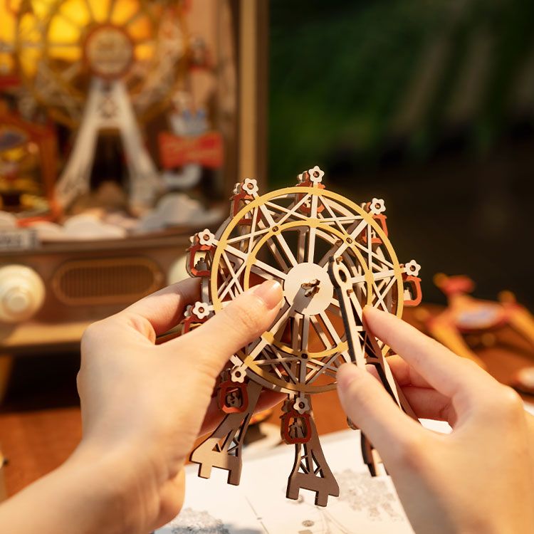 Rolife Sunset Carnival Music Box Wooden Model Kit | Hobbies