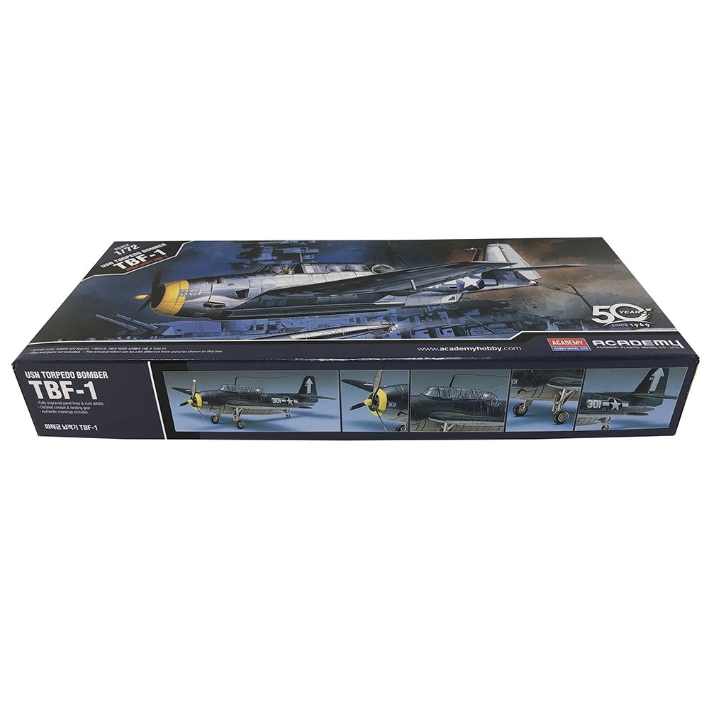 Academy 1/72 Scale US Navy TBF-1 Avenger Torpedo Bomber Model Kit | Hobbies