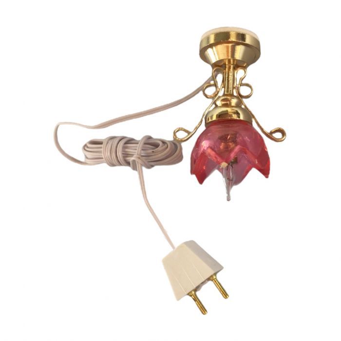 12V Pink Lily Ceiling Light for 12th Scale Dolls House | Hobbies