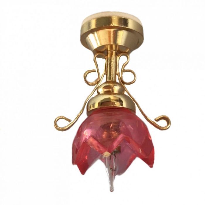 12V Pink Lily Ceiling Light for 12th Scale Dolls House | Hobbies