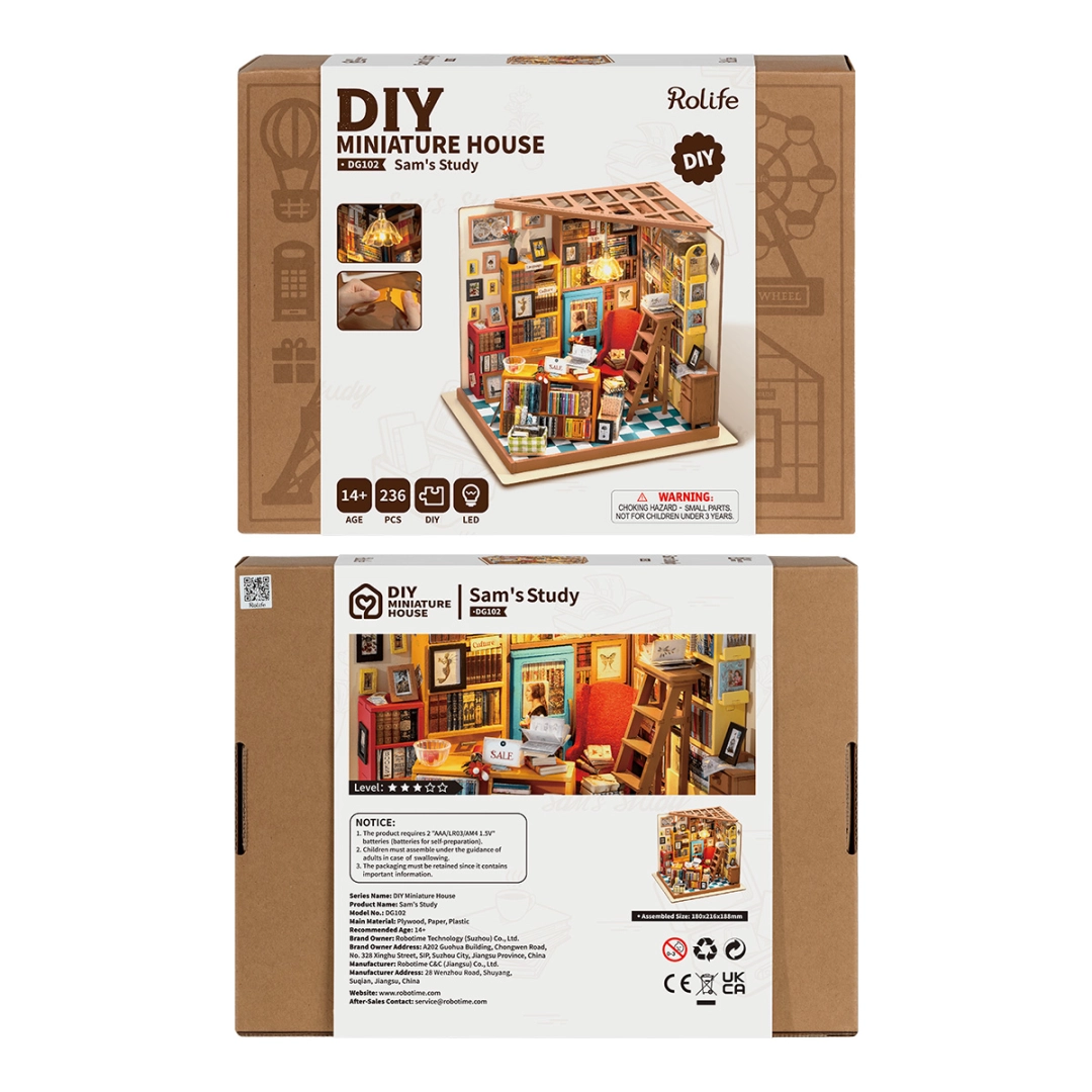 Rolife Sam's Study DIY Miniature Dollhouse Kit | Hobbies