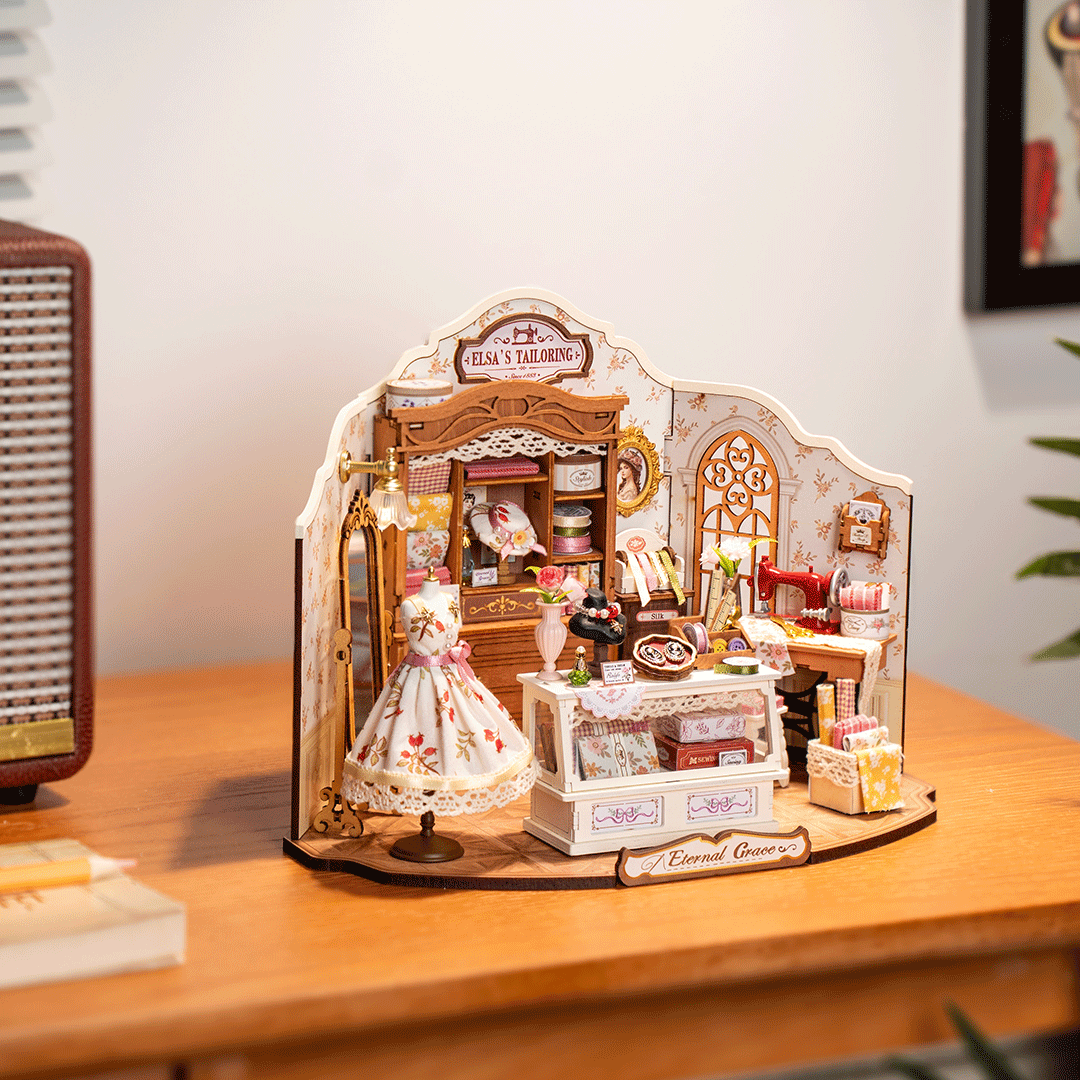 Rolife Elsa's Tailoring DIY Miniature Dollhouse Kit | Hobbies