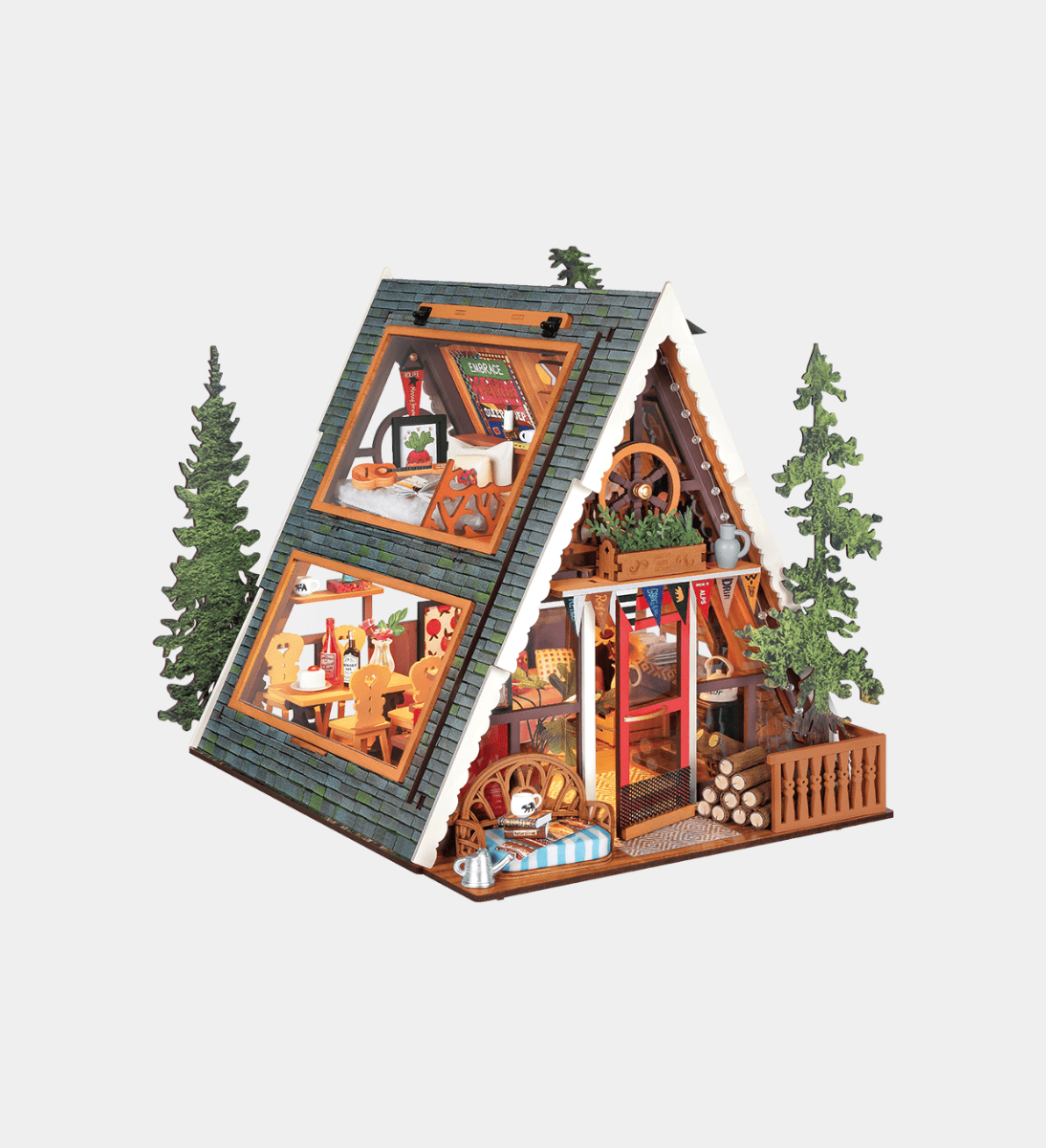 Rolife A-Frame Cabin DIY Miniature Dollhouse Kit | Hobbies