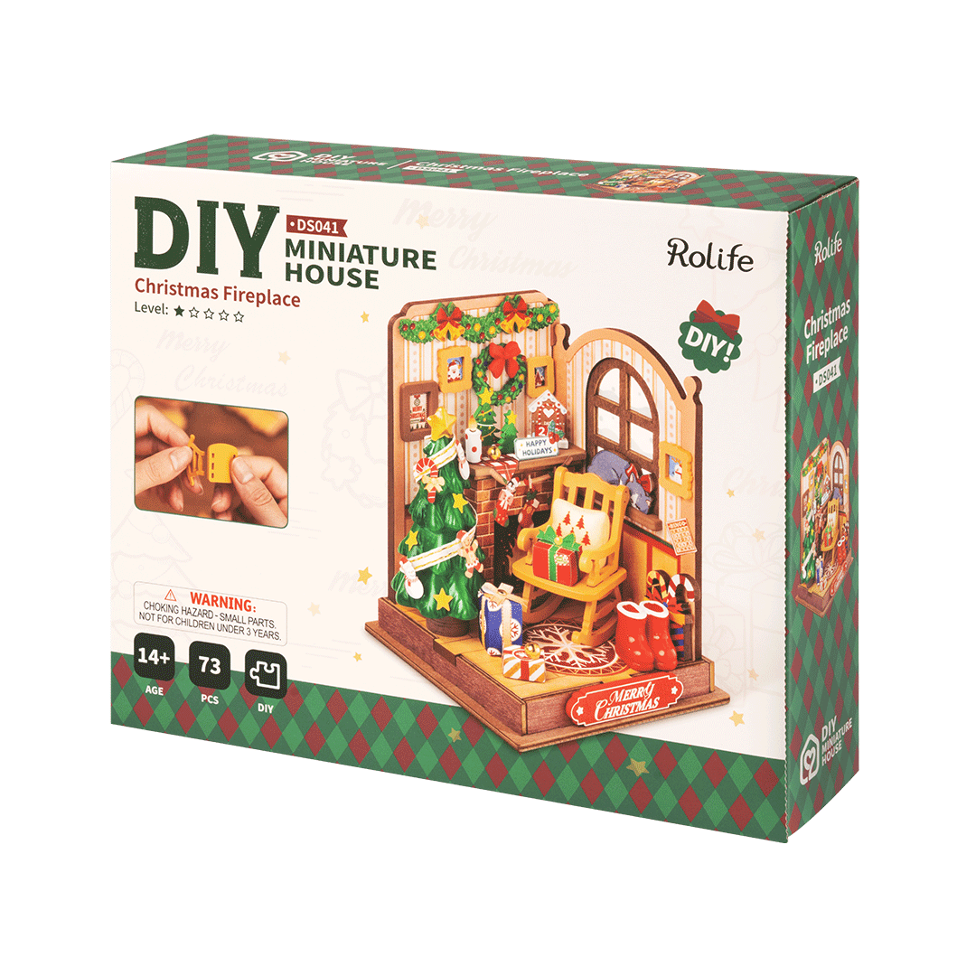 Rolife Christmas Fireplace DIY Miniature House | Hobbies