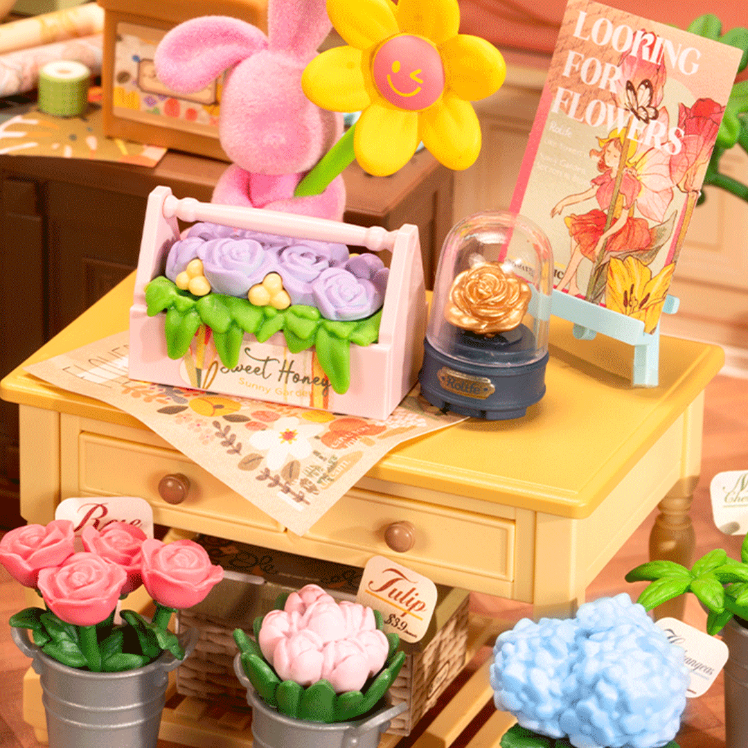 Rolife Fresh Flower Shop Plastic DIY Miniature Dollhouse Kit | Hobbies