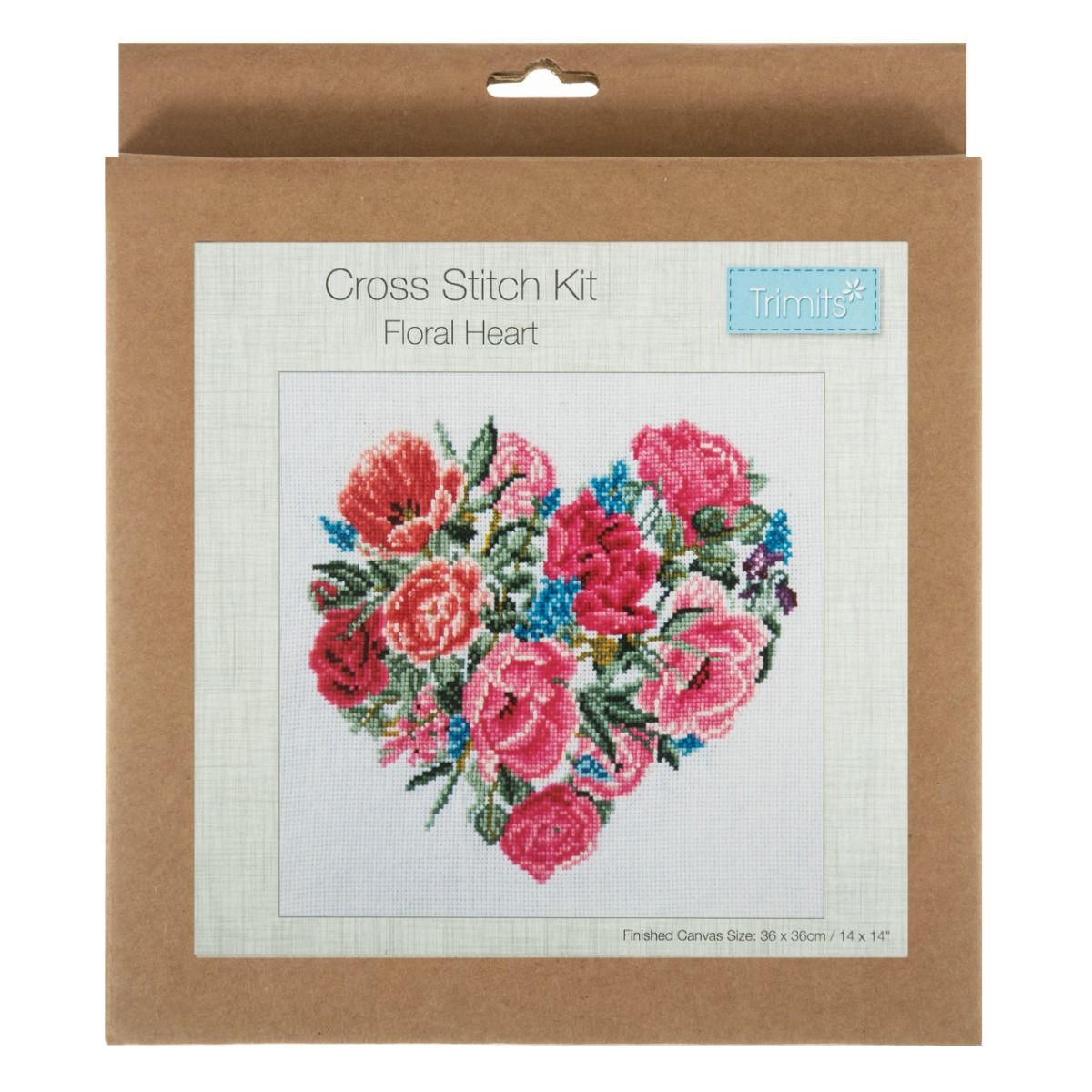 Trimits Floral Heart Large Counted Cross Stitch Kit | Hobbies