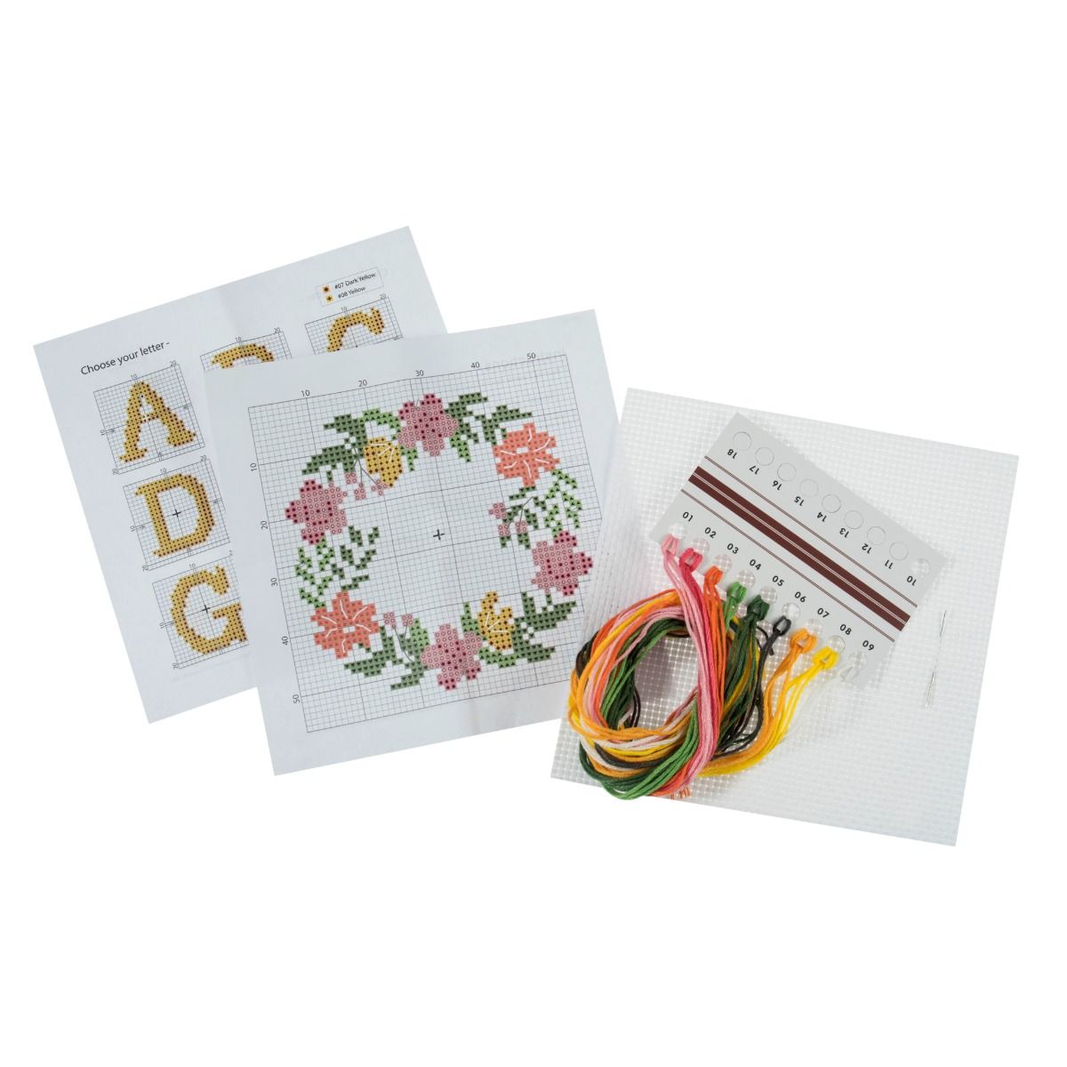 Trimits Floral Wreath Monogram Mini Counted Cross Stitch Kit | Hobbies