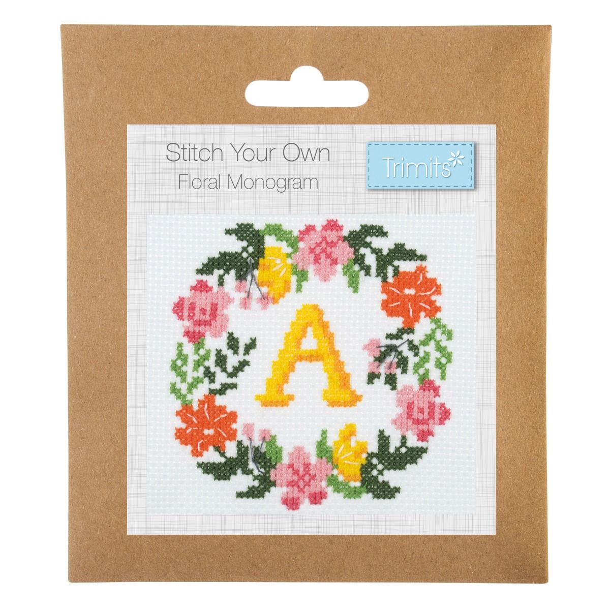 Trimits Floral Wreath Monogram Mini Counted Cross Stitch Kit | Hobbies