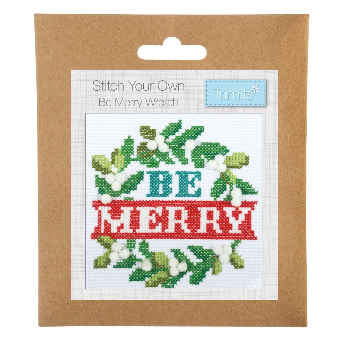 Trimits Be Merry Wreath Mini Counted Cross Stitch Kit | Hobbies