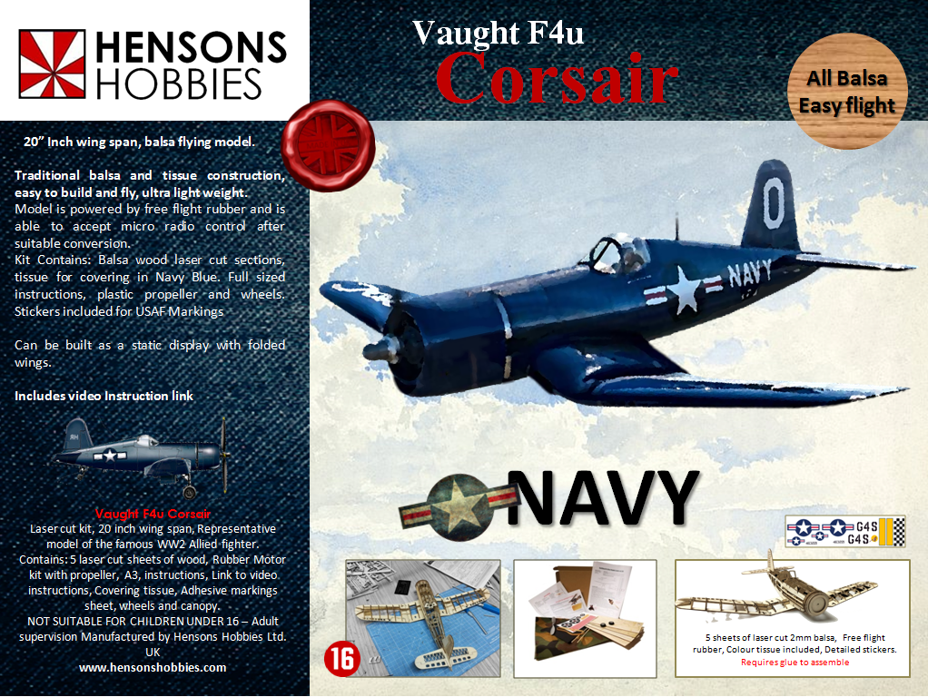 Hensons F4U Corsair Fighter Model Kit | Hobbies