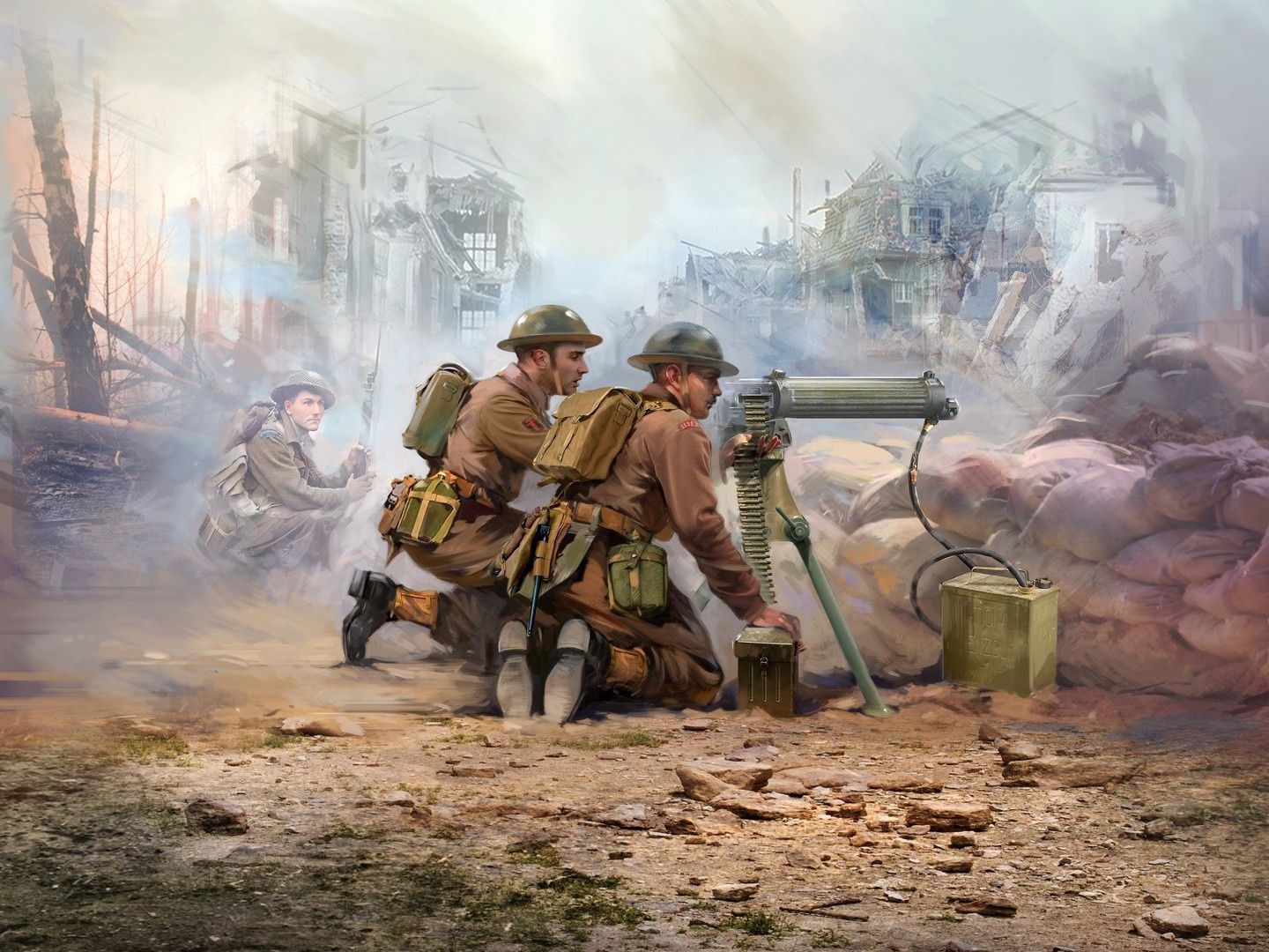 ICM 1/35 Scale WWII British Vickers MG Crew (Vickers MG & 2 Figures ...