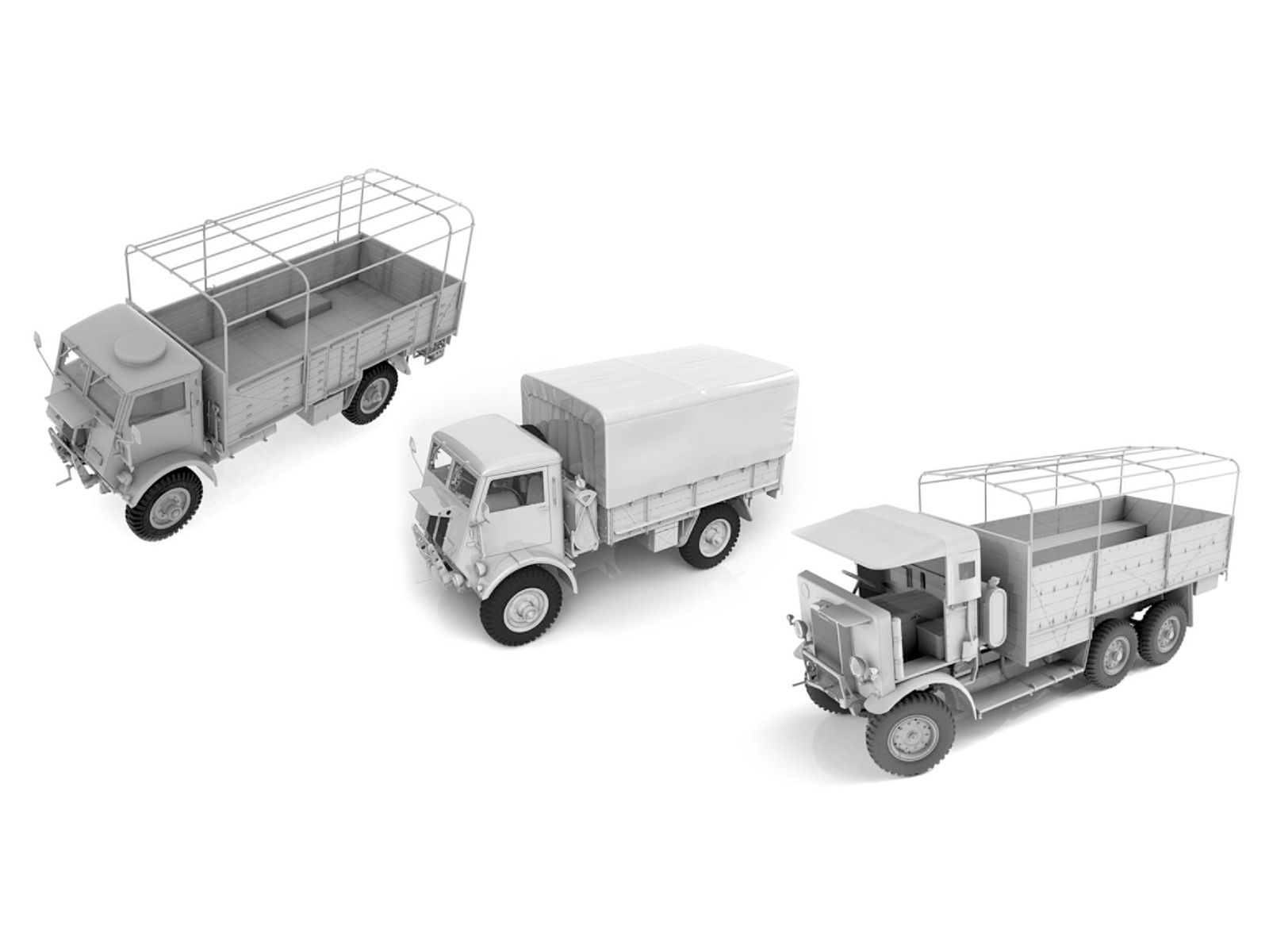 ICM 1/35 Scale Type WWII British Trucks, Model W.O.T. 6, Model W.O.T. 8 ...
