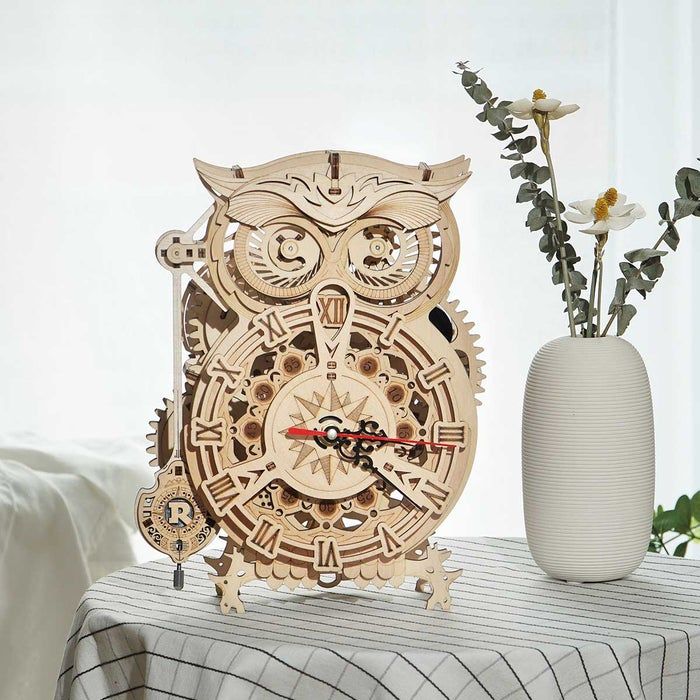 ROKR Owl Clock Battery Mechanical Gears Wooden Kit | Hobbies
