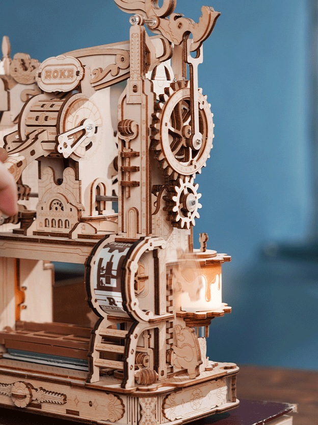 ROKR Working Printing Press Wooden Model Kit | Hobbies