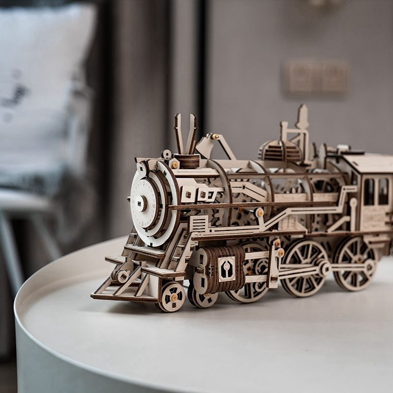 ROKR Wind-Up Locomotive Wooden Model Kit | Hobbies