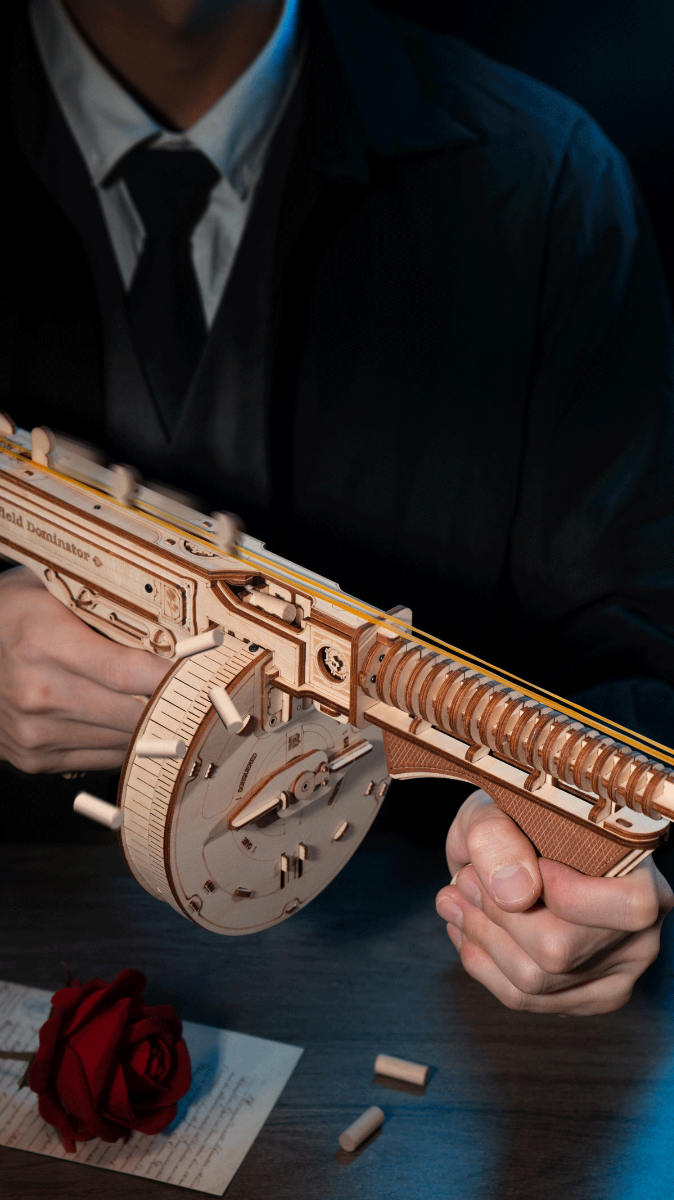 ROKR Thompson Submachine Gun Wooden Model Kit | Hobbies