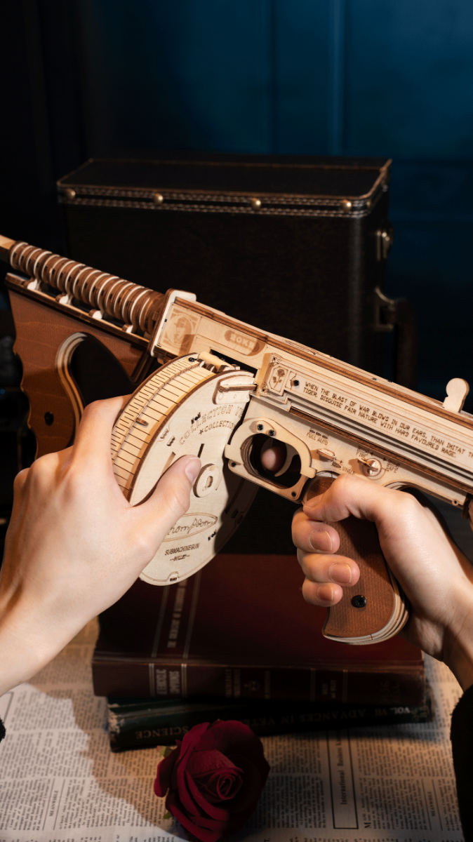 ROKR Thompson Submachine Gun Wooden Model Kit | Hobbies