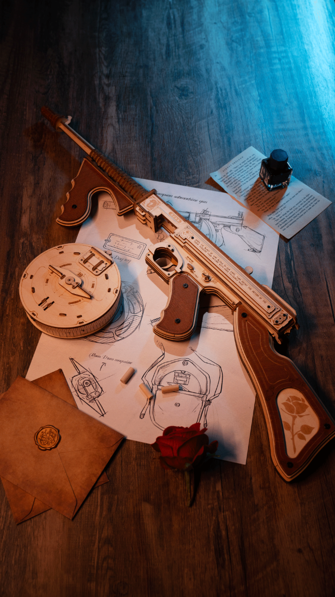ROKR Thompson Submachine Gun Wooden Model Kit | Hobbies