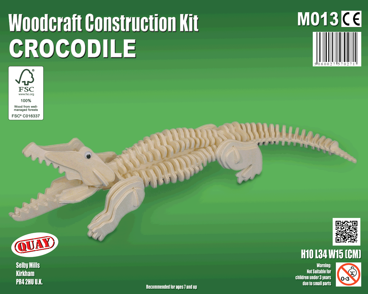 Quay Crocodile Wooden Model Kit | Hobbies