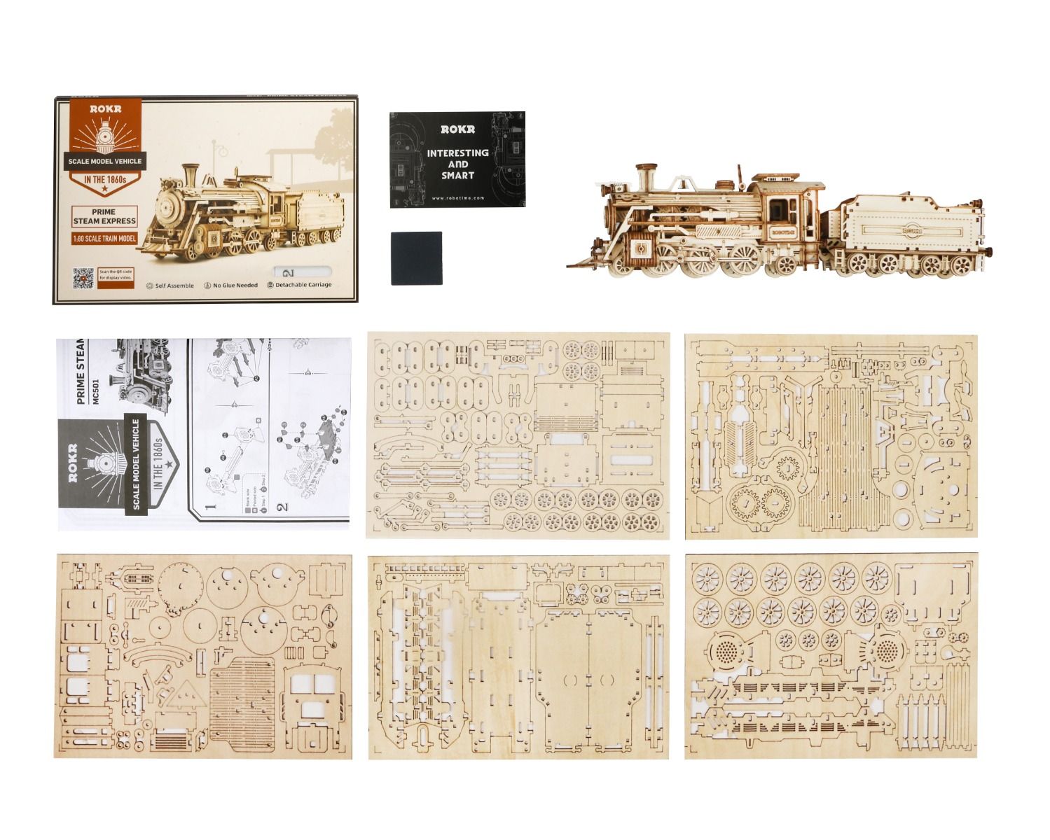 ROKR Prime Steam Express Train Wooden Model Kit | Hobbies
