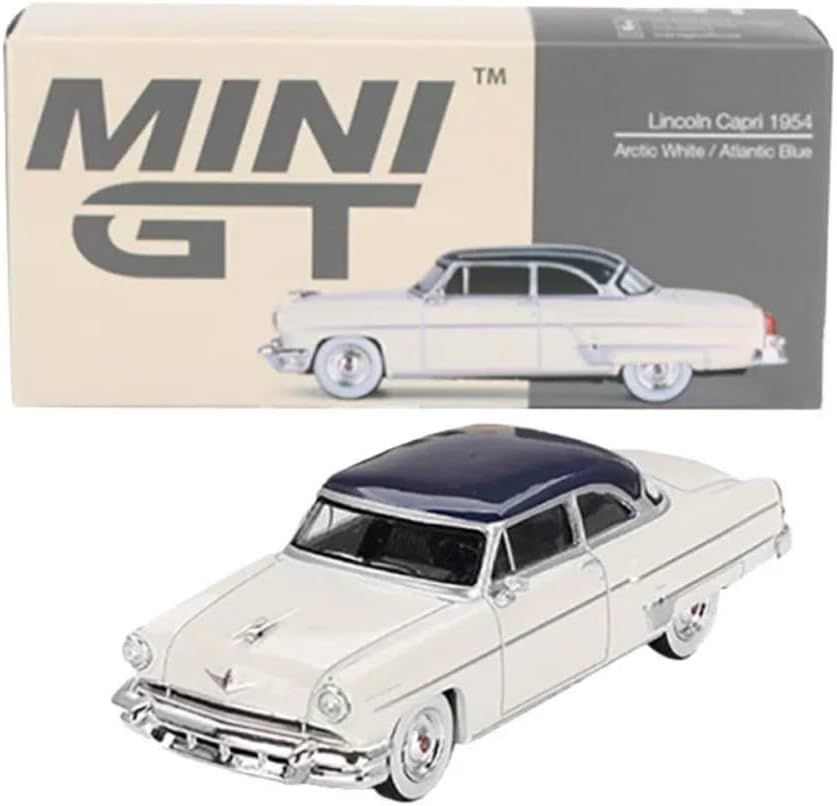 Mini GT 1/64 Scale Lincoln Capri 1954 Arctic White/Atlantic Blue (LHD ...