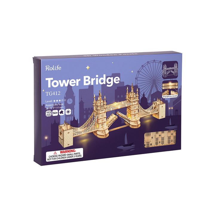 Rolife Tower Bridge With Lights Wooden Model Kit | Hobbies
