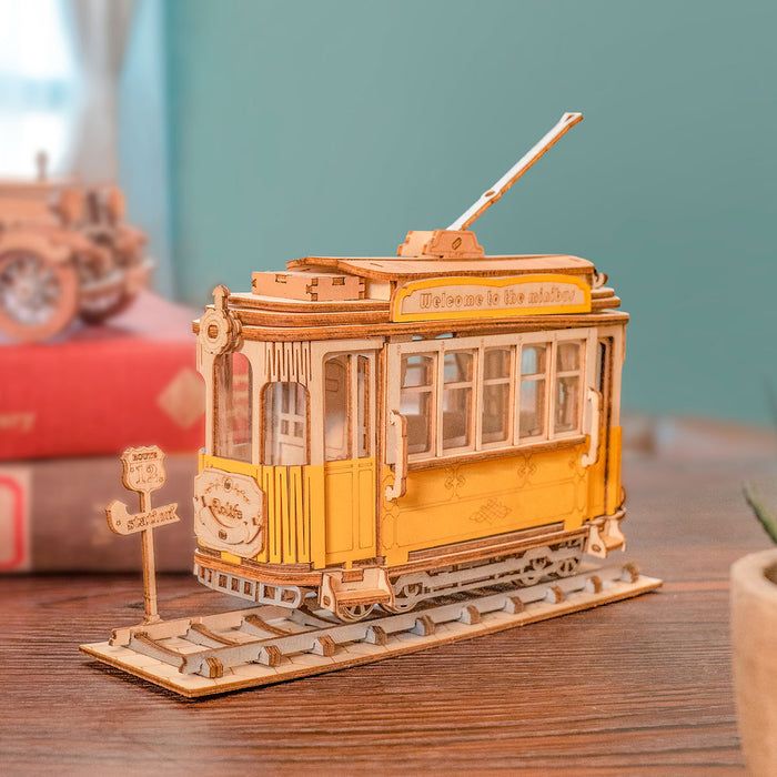 Rolife Retro Tramcar Wooden Model Kit | Hobbies