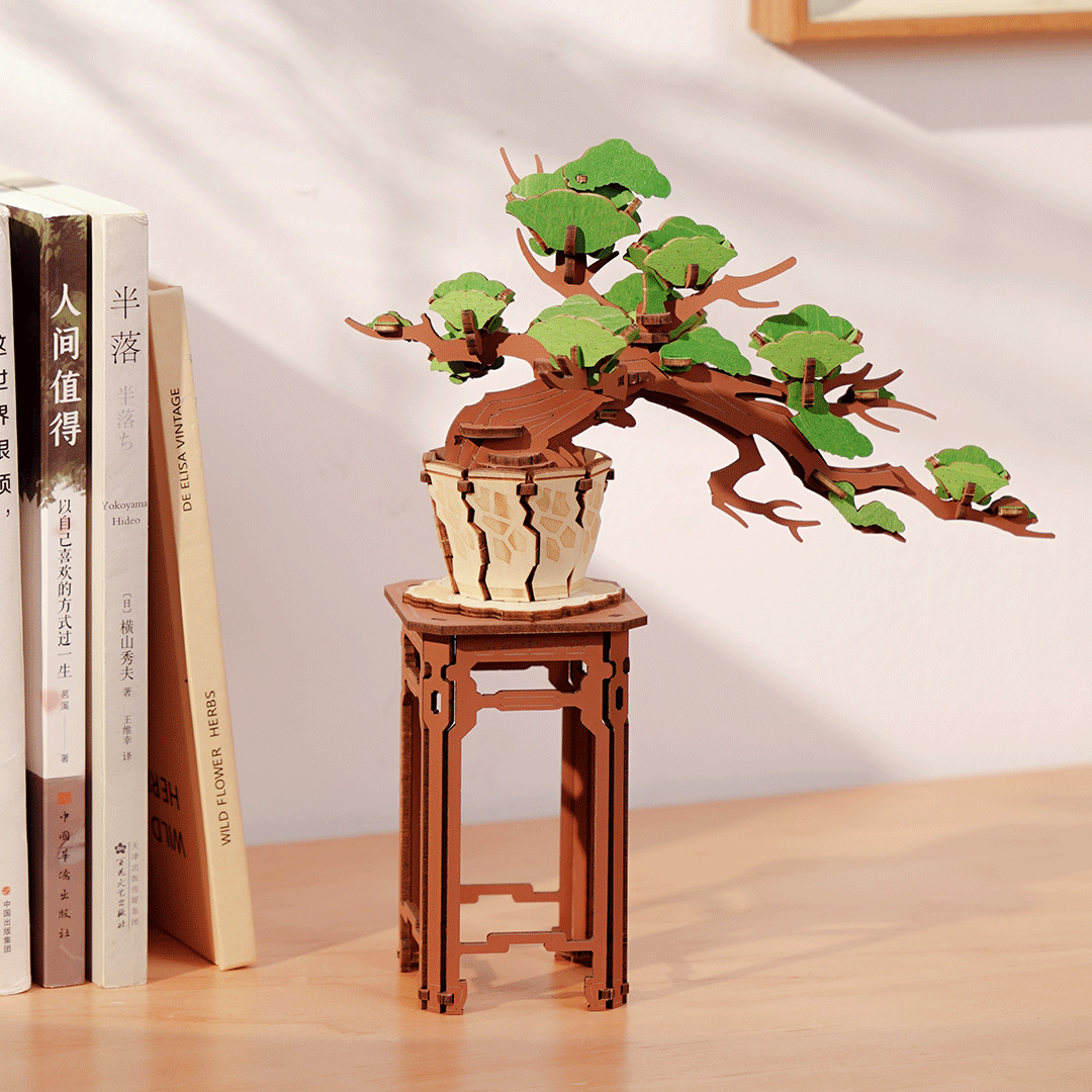 Rolife Evergreen Pine Bonsai Wooden Model Kit | Hobbies