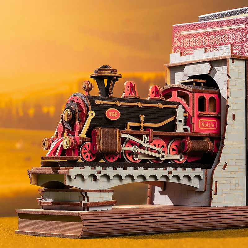Rolife Century Train 3D Wooden DIY Miniature Bookend Kit | Hobbies