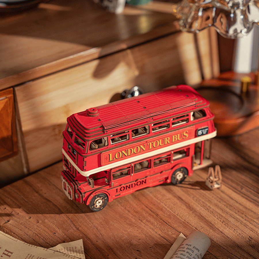 Rolife London Tour Bus Wooden Model Kit | Hobbies