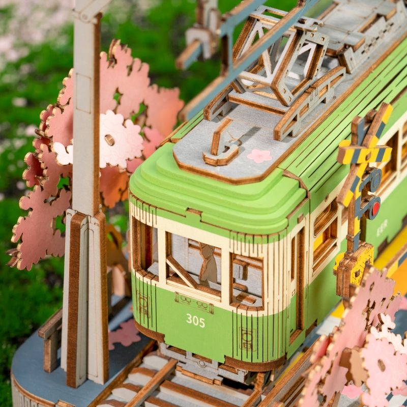 Rolife Sakura Journey Tram Wooden Model Kit | Hobbies