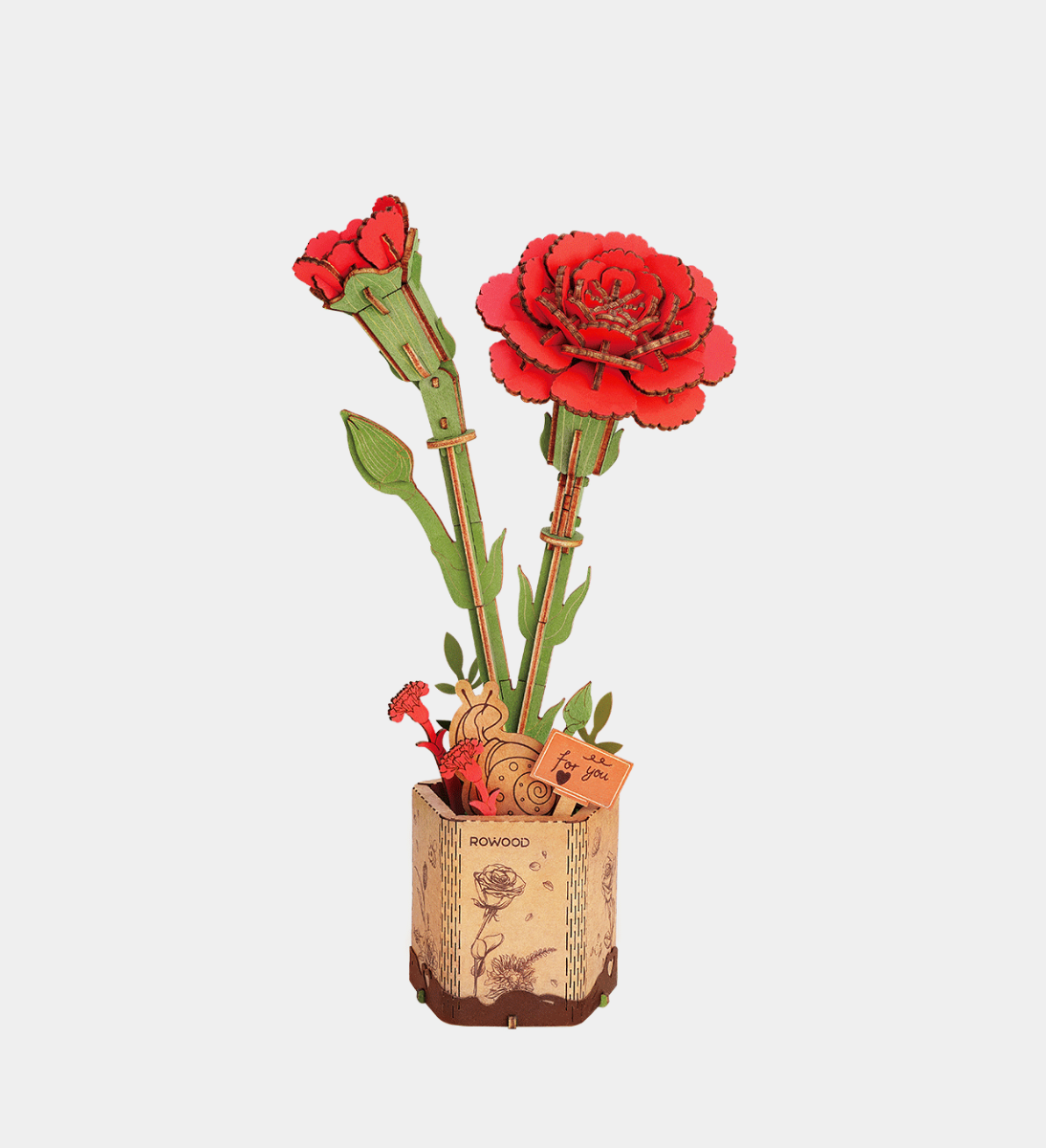 Rowood Red Carnation Wooden Model Kit | Hobbies