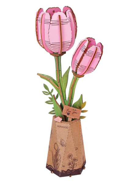 Rowood Pink Tulip Wooden Model Kit | Hobbies