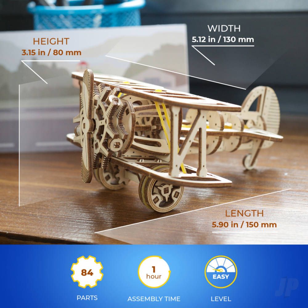 UGears Mini Biplane Wooden Model Kit | Hobbies