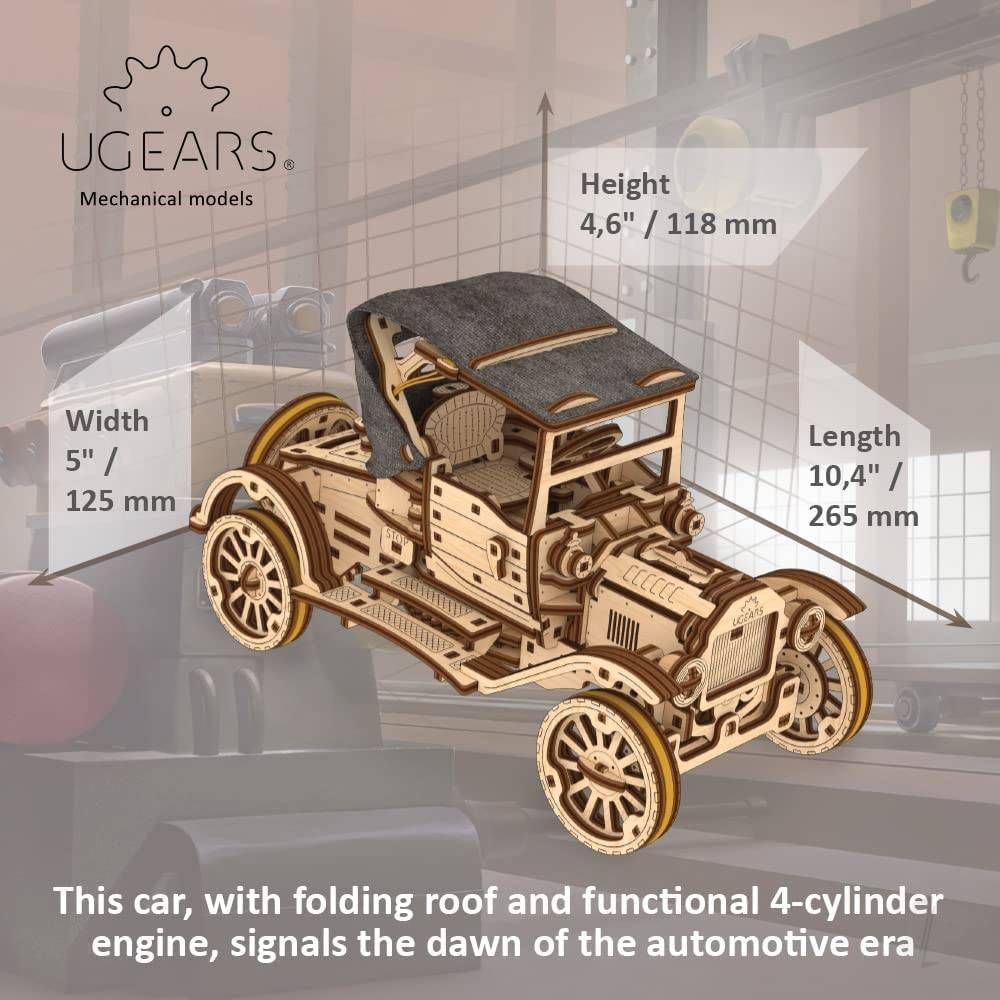 UGears Retrocar UGR-T (Old Model T) Wooden Model Kit | Hobbies