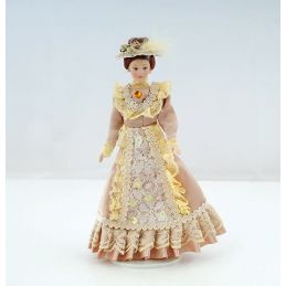 Poseable Lady in Robe, Porcelain Figure For 12th Scale Dolls Houses ...